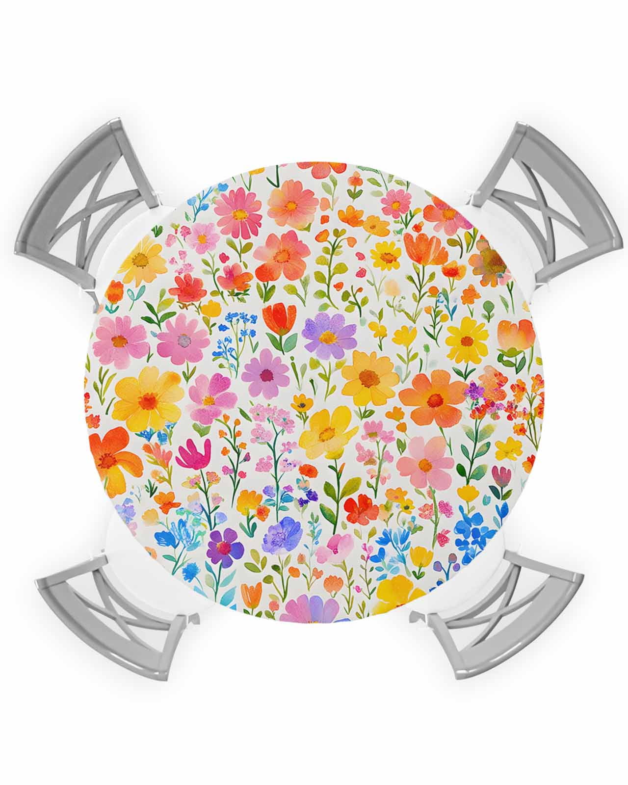 nqOlkjepod Spring Floral Round Tablecloth, Fitted Table Cover with ...