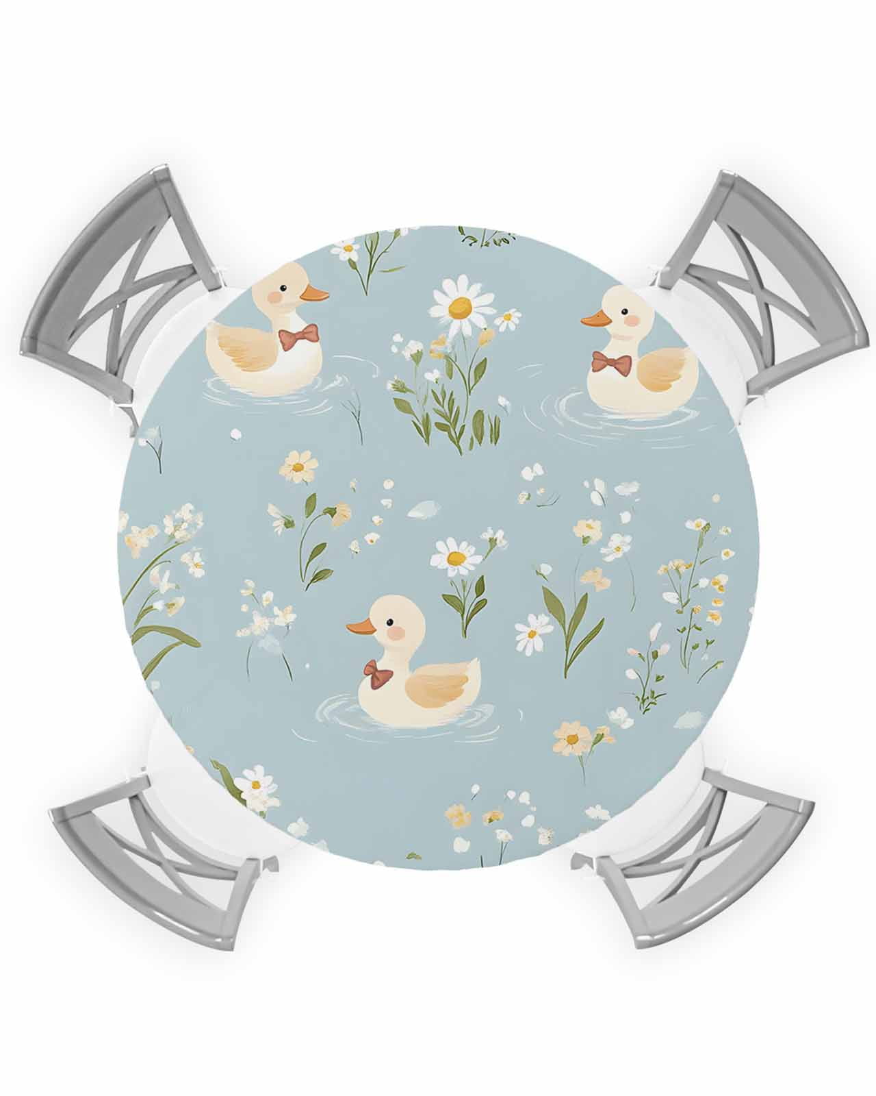 nqOlkjepod Spring Floral Round Tablecloth, Fitted Table Cover with ...