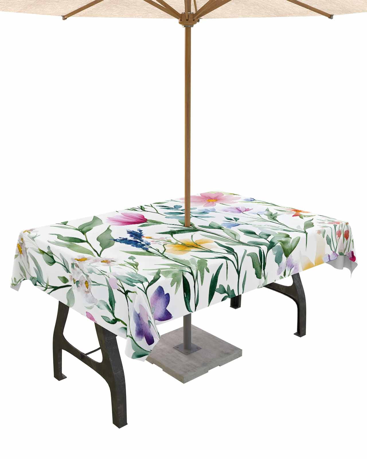 nqOlkjepod Spring Flower Outdoor Tablecloth with Umbrella Hole & Zipper ...