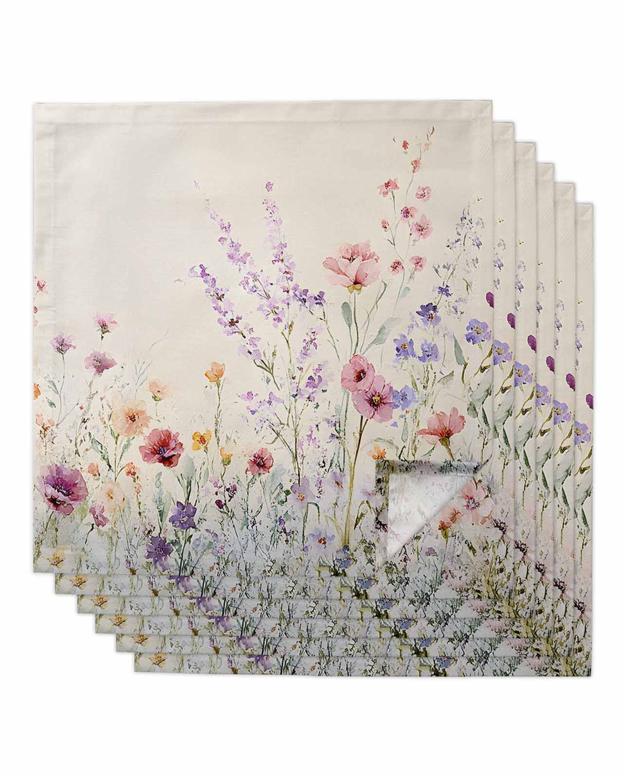 nqOlkjepod Spring Flowers Cloth Napkins Set of 6 Reusable Dinner ...