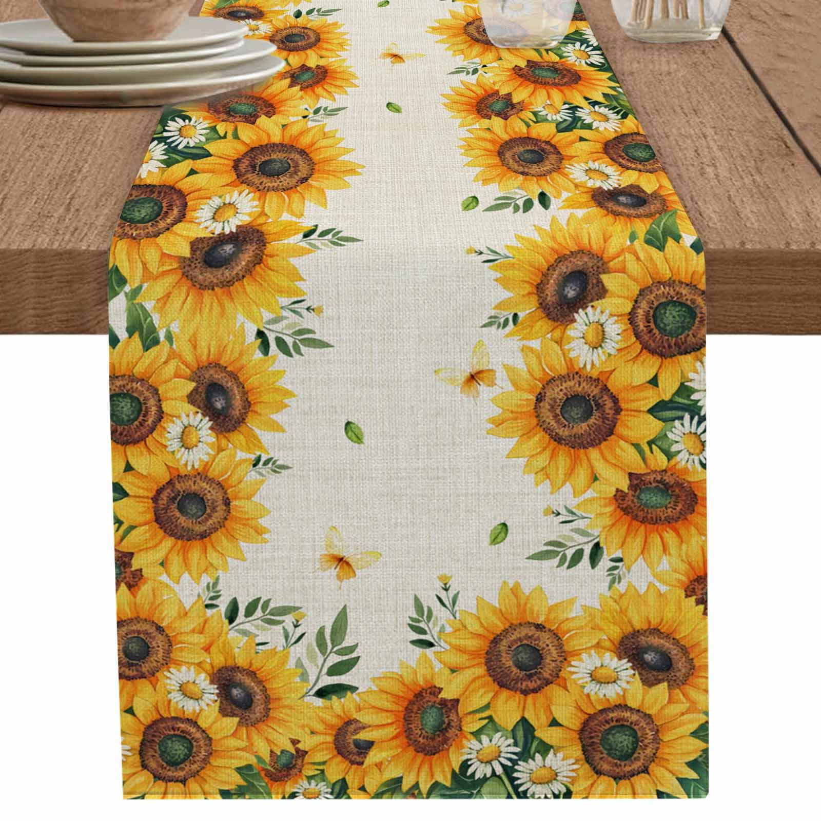 nqOlkjepod Spring Flowers Daisy Table Runner 72 Inches Long Farmhouse ...