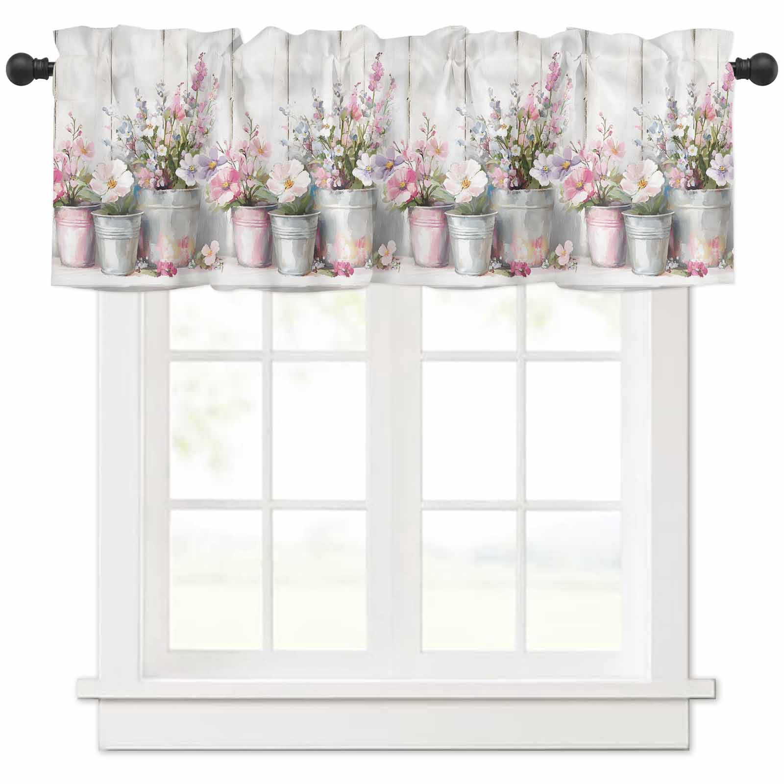 nqOlkjepod Spring Flowers Farmhouse Short Window Curtain Valances ...