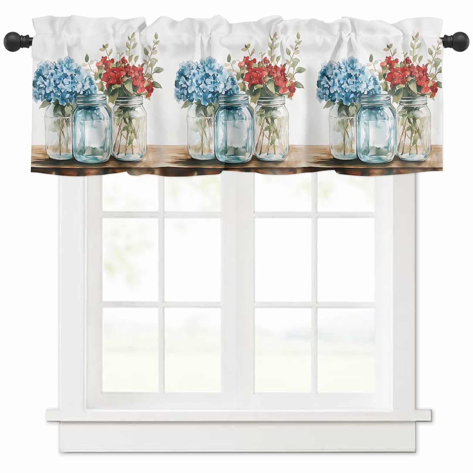 nqOlkjepod Spring Flowers Farmhouse Short Window Curtain Valances, Red ...