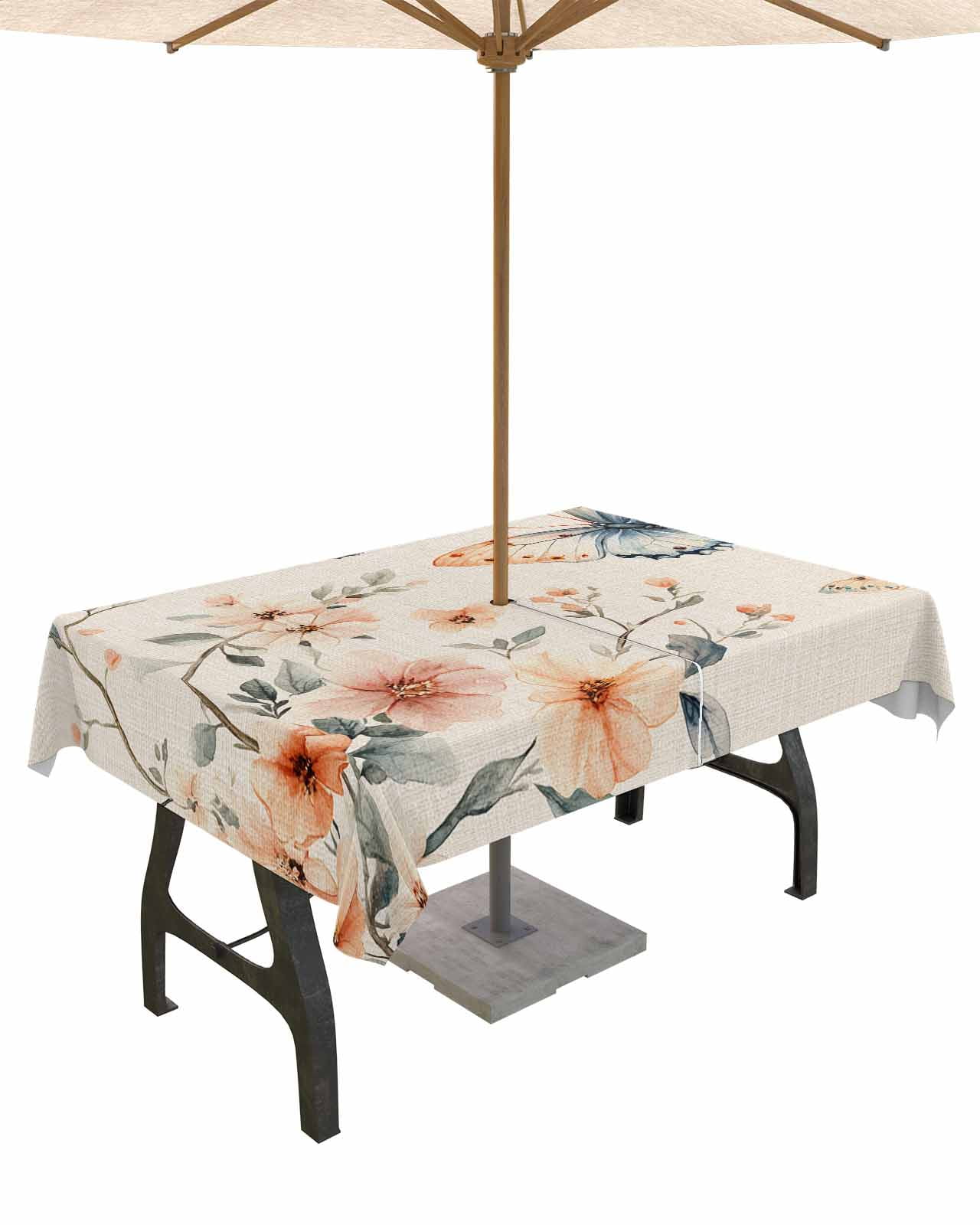 nqOlkjepod Spring Flowers Outdoor Tablecloth with Umbrella Hole ...