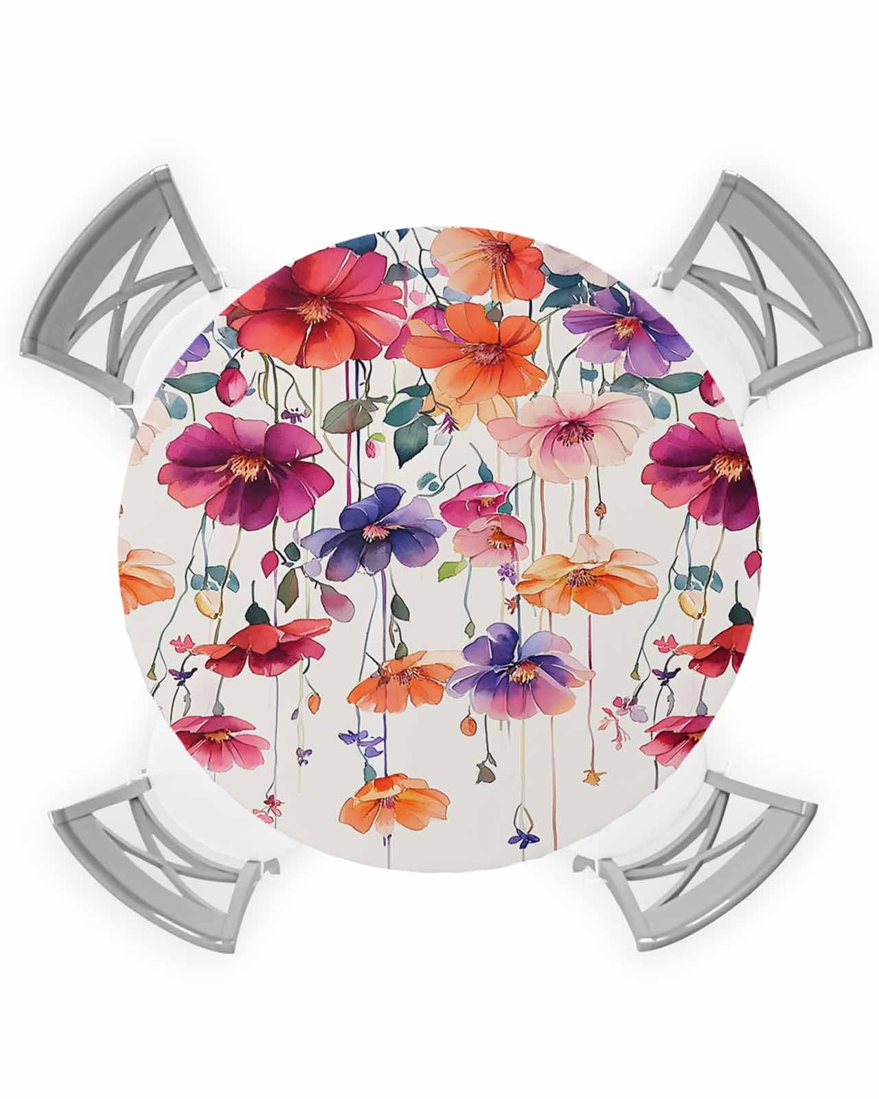 nqOlkjepod Spring Flowers Round Tablecloth, Fitted Table Cover with ...