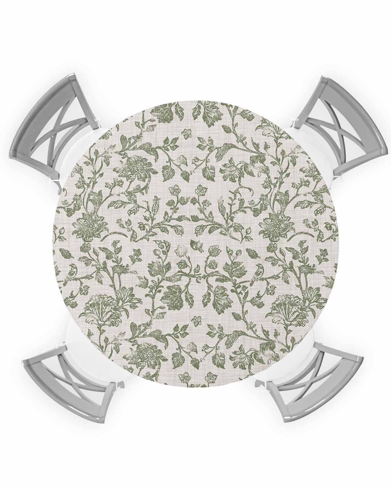 nqOlkjepod Spring Flowers Round Tablecloth, Fitted Table Cover with ...