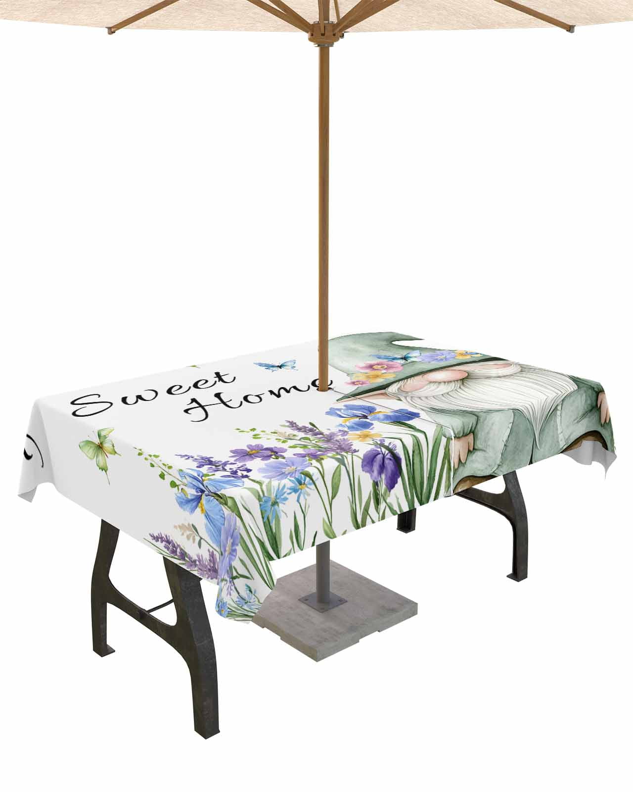 nqOlkjepod Spring Gnomes Outdoor Tablecloth with Umbrella Hole & Zipper ...