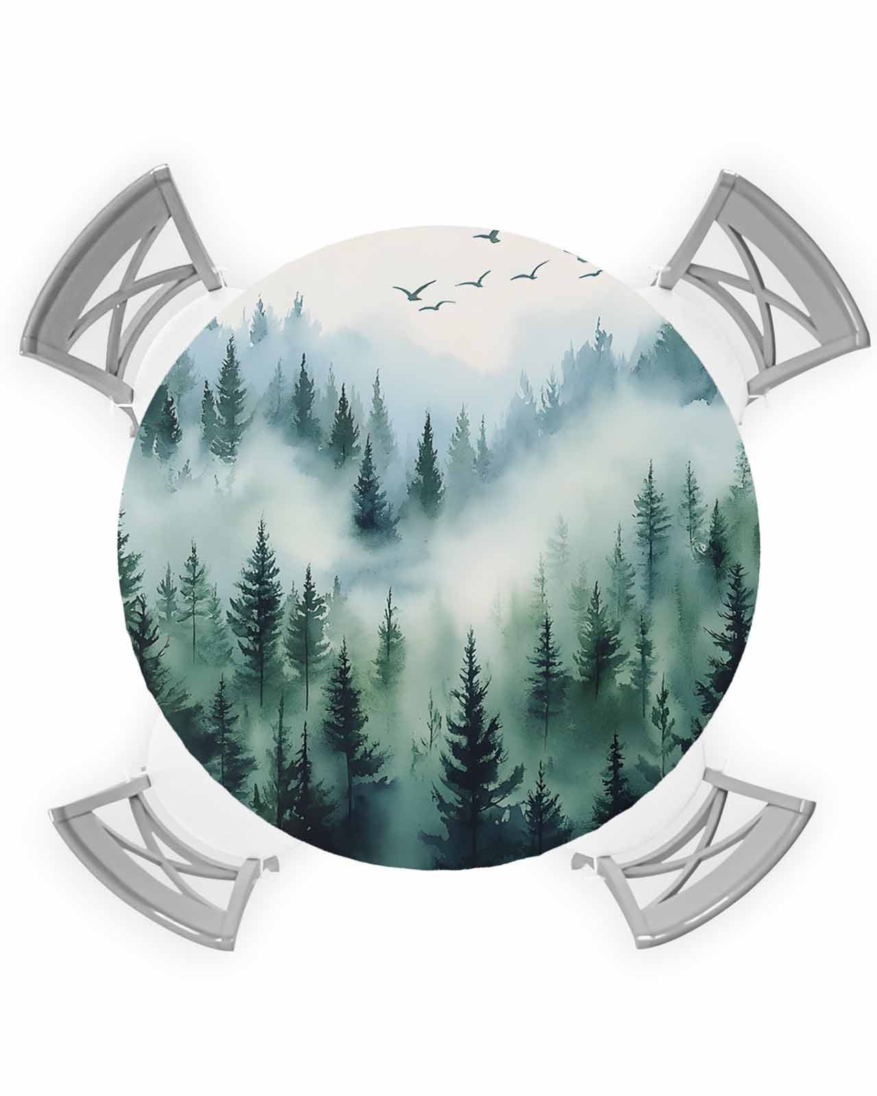 nqOlkjepod Spring Green Ombre Forest Round Tablecloth, Fitted Table ...