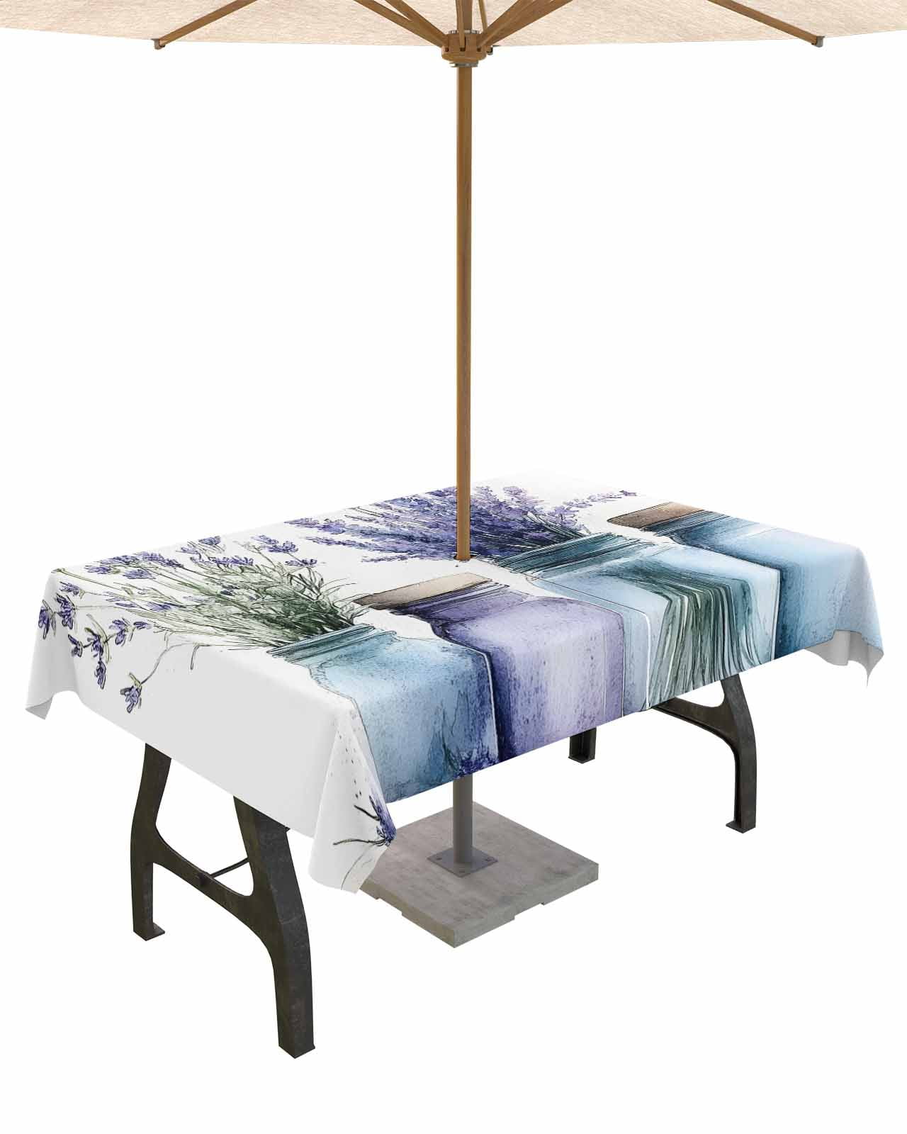 nqOlkjepod Spring Lavender Outdoor Tablecloth with Umbrella Hole ...