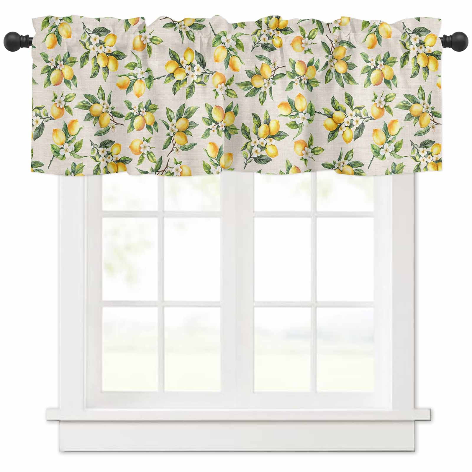 nqOlkjepod Spring Lemon Farmhouse Short Window Curtain Valances ...