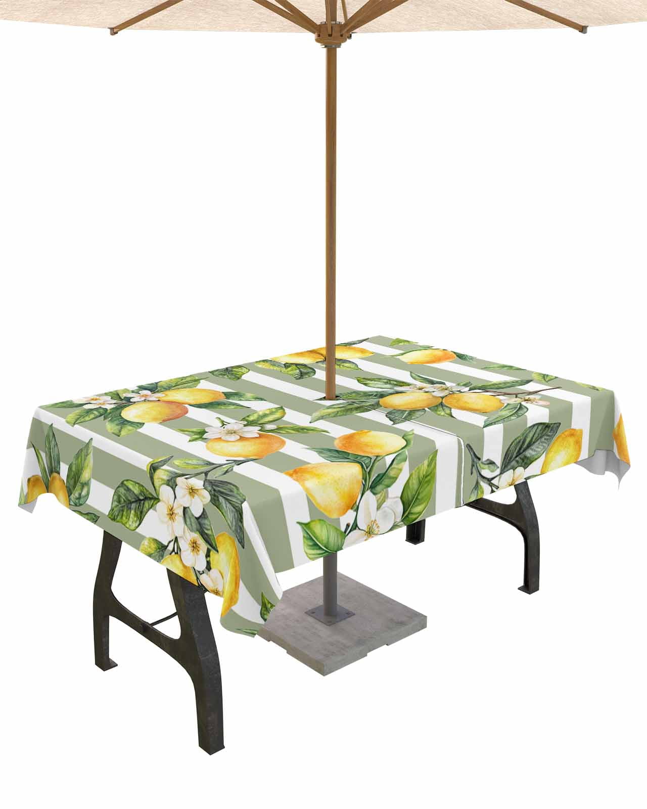 nqOlkjepod Spring Lemon Outdoor Tablecloth with Umbrella Hole & Zipper ...