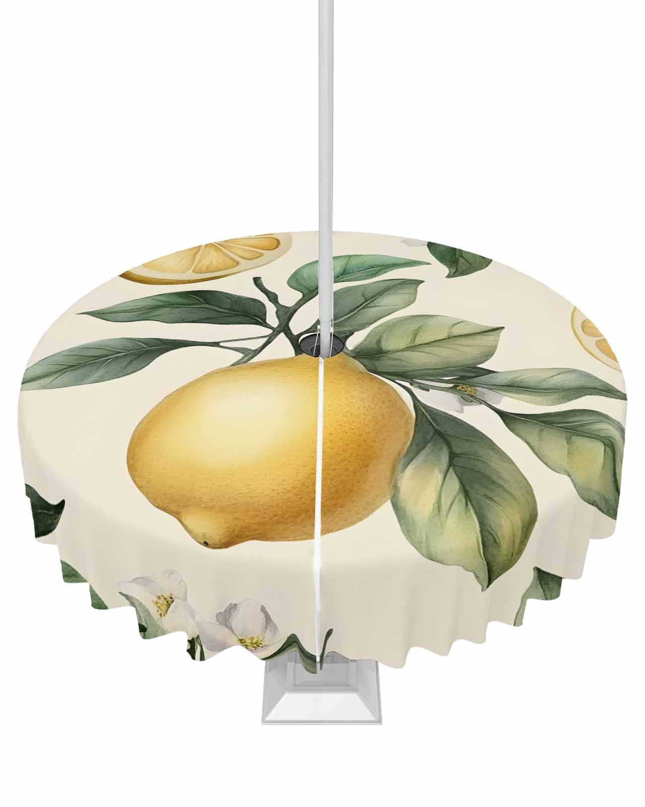 nqOlkjepod Spring Lemon Outdoor Tablecloth with Umbrella Hole & Zipper ...