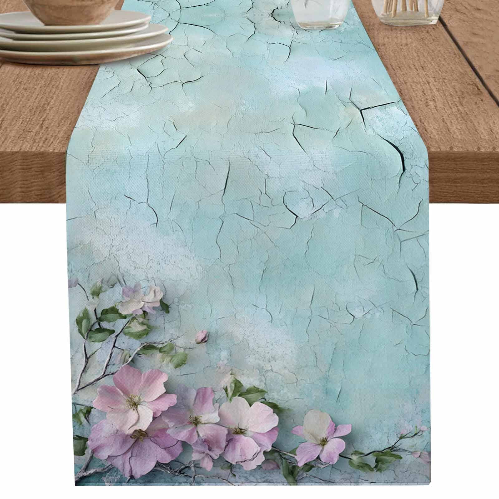 nqOlkjepod Spring Pink Flower Table Runner 70 Inches Long Farmhouse ...