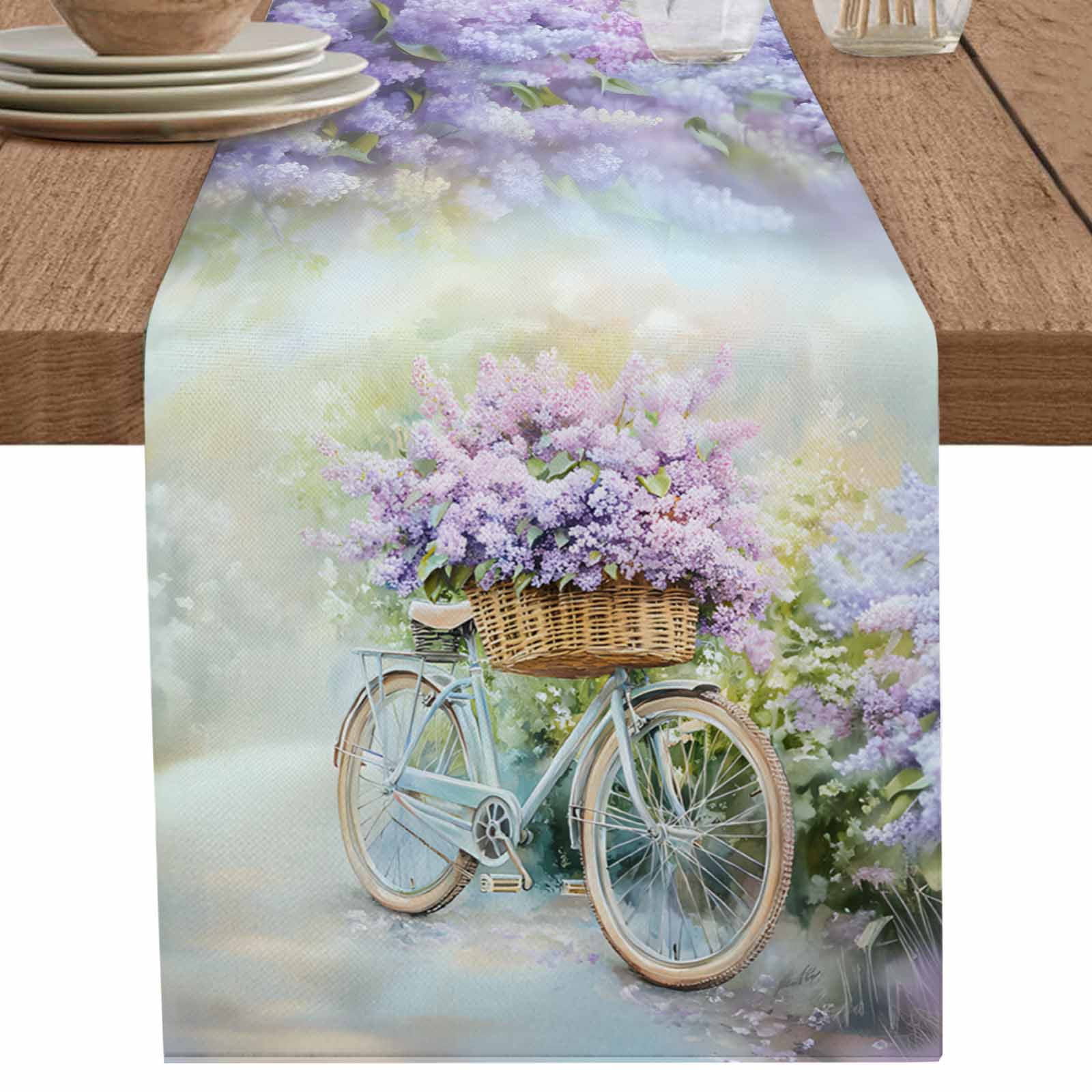nqOlkjepod Spring Purple Lavender Table Runner 72 Inches Long Farmhouse ...