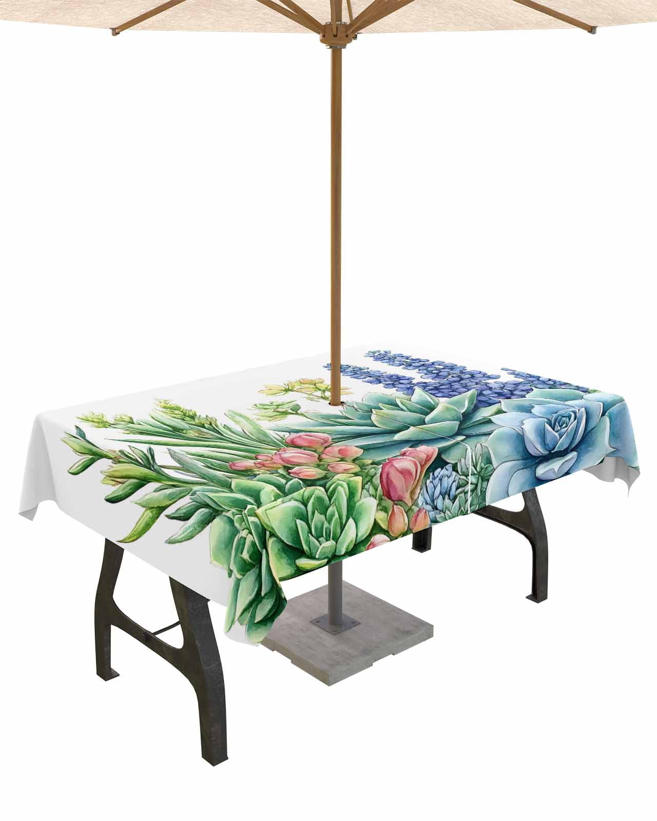 nqOlkjepod Spring Succulent Outdoor Tablecloth with Umbrella Hole ...