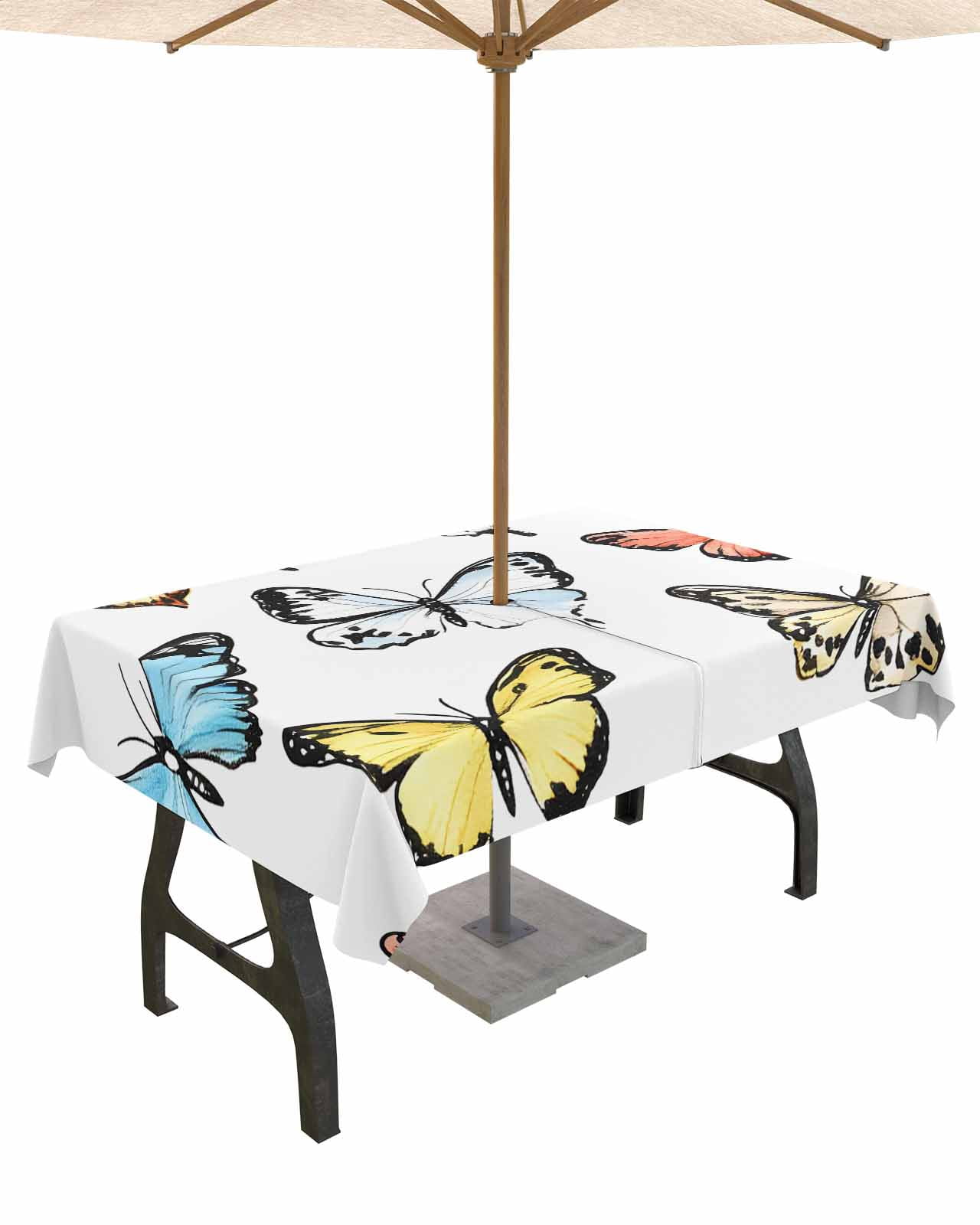 nqOlkjepod Spring Summer Butterflies Outdoor Tablecloth with Umbrella ...