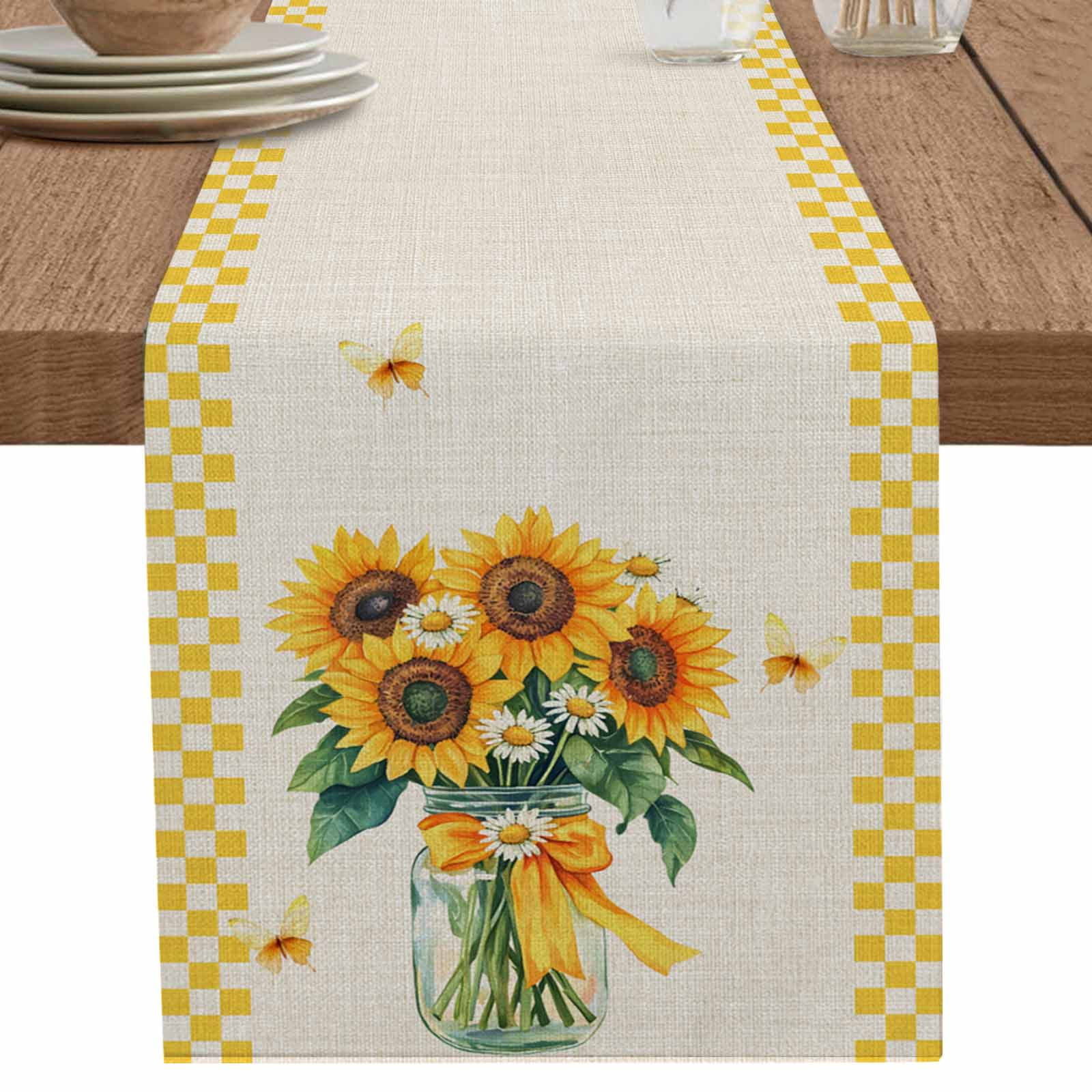 nqOlkjepod Spring Sunflower Table Runner 72 Inches Long Farmhouse Dress ...