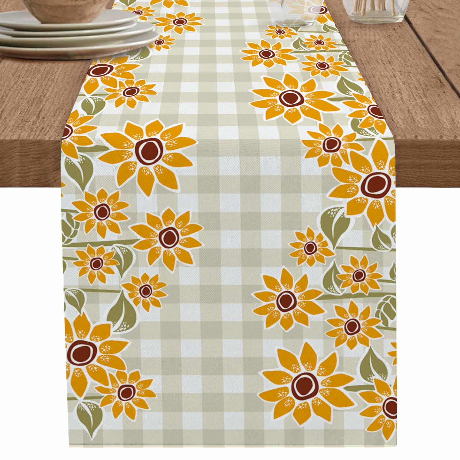 nqOlkjepod Spring Sunflowers Table Runner 72 Inches Long Farmhouse ...