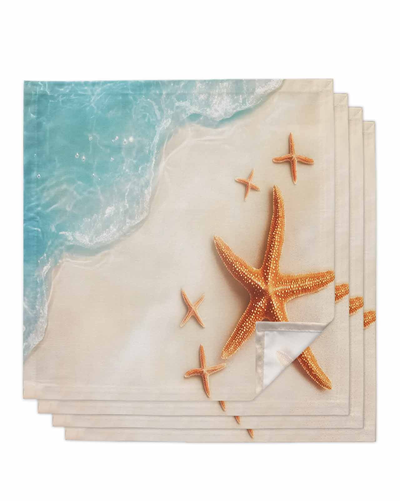 nqOlkjepod Starfish Cloth Napkins Set of 4 Reusable Dinner Napkins ...