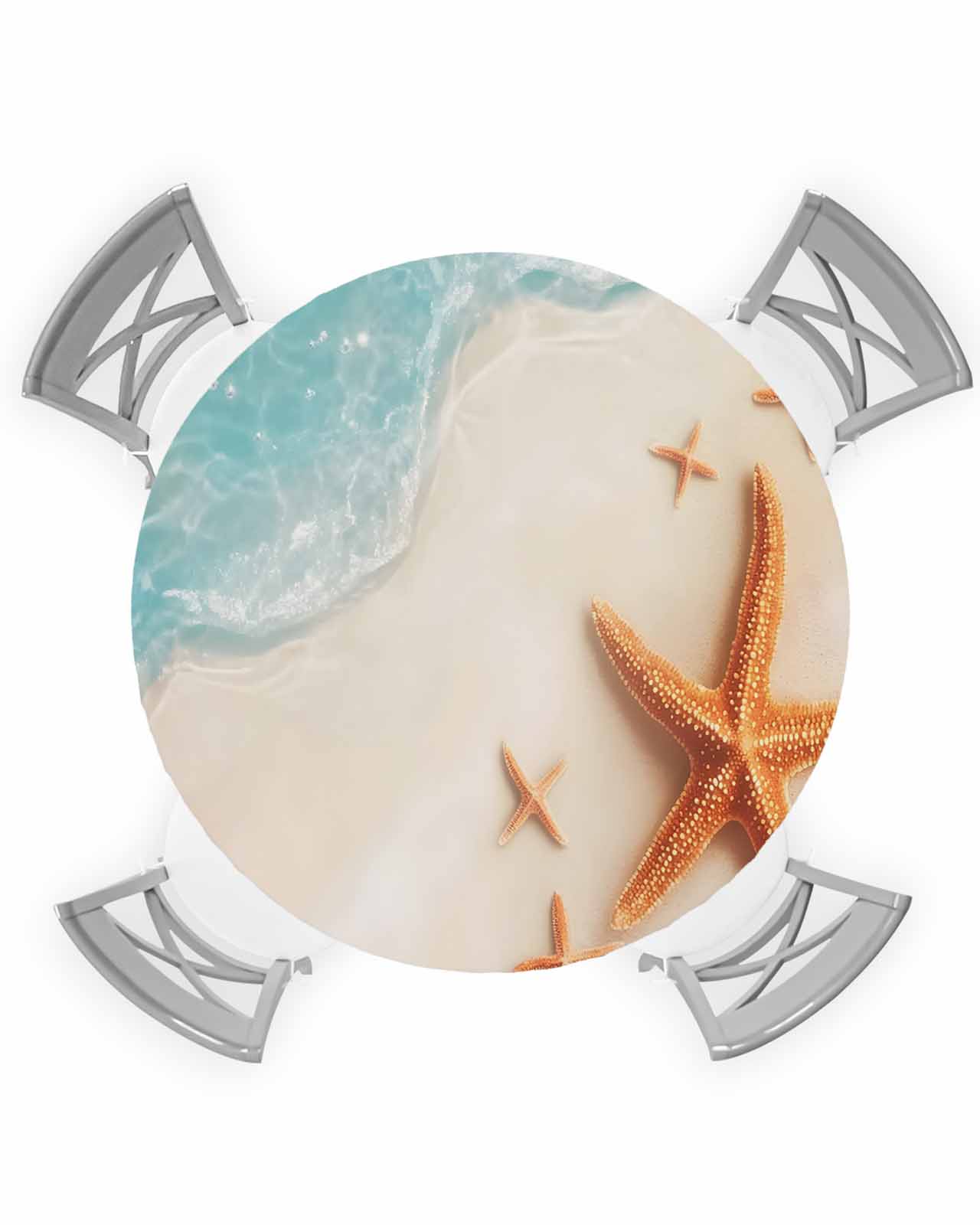 nqOlkjepod Starfish Round Tablecloth, Fitted Table Cover with Elastic ...