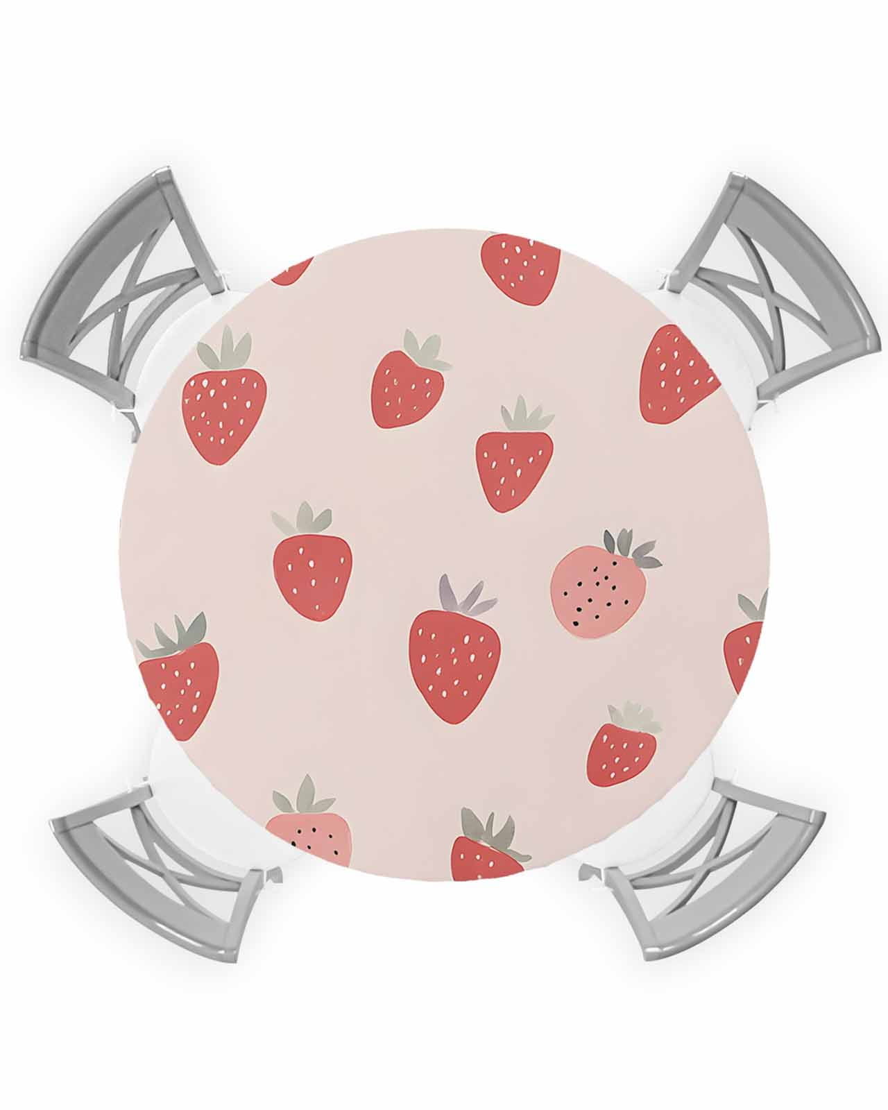 nqOlkjepod Strawberry Round Tablecloth, Fitted Table Cover with Elastic ...