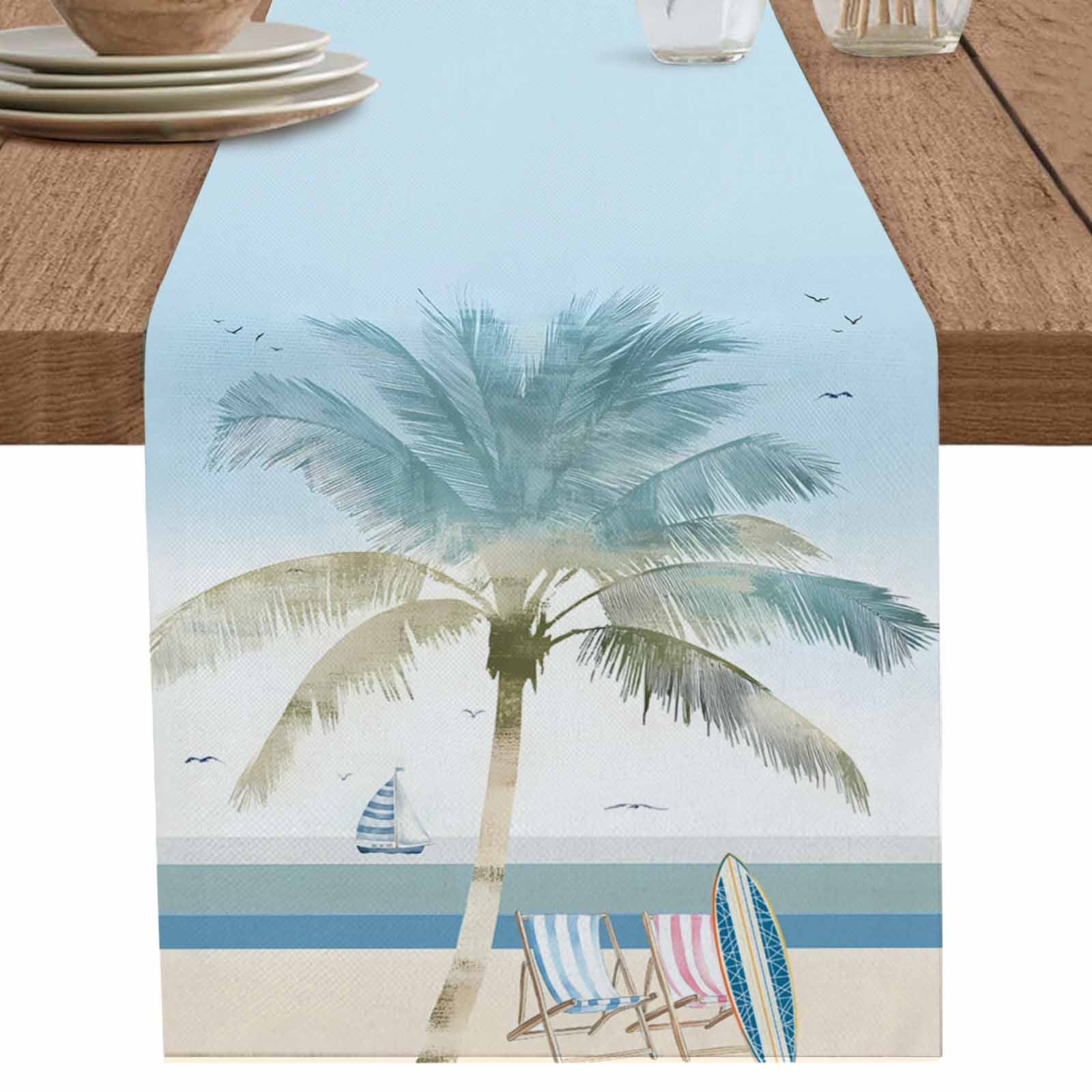 nqOlkjepod Summer Beach Chair Table Runner 72 Inches Long Farmhouse ...
