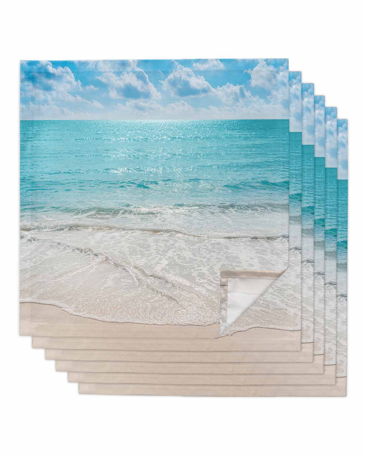 nqOlkjepod Summer Beach Cloth Napkins Set of 6 Reusable Dinner Napkins ...