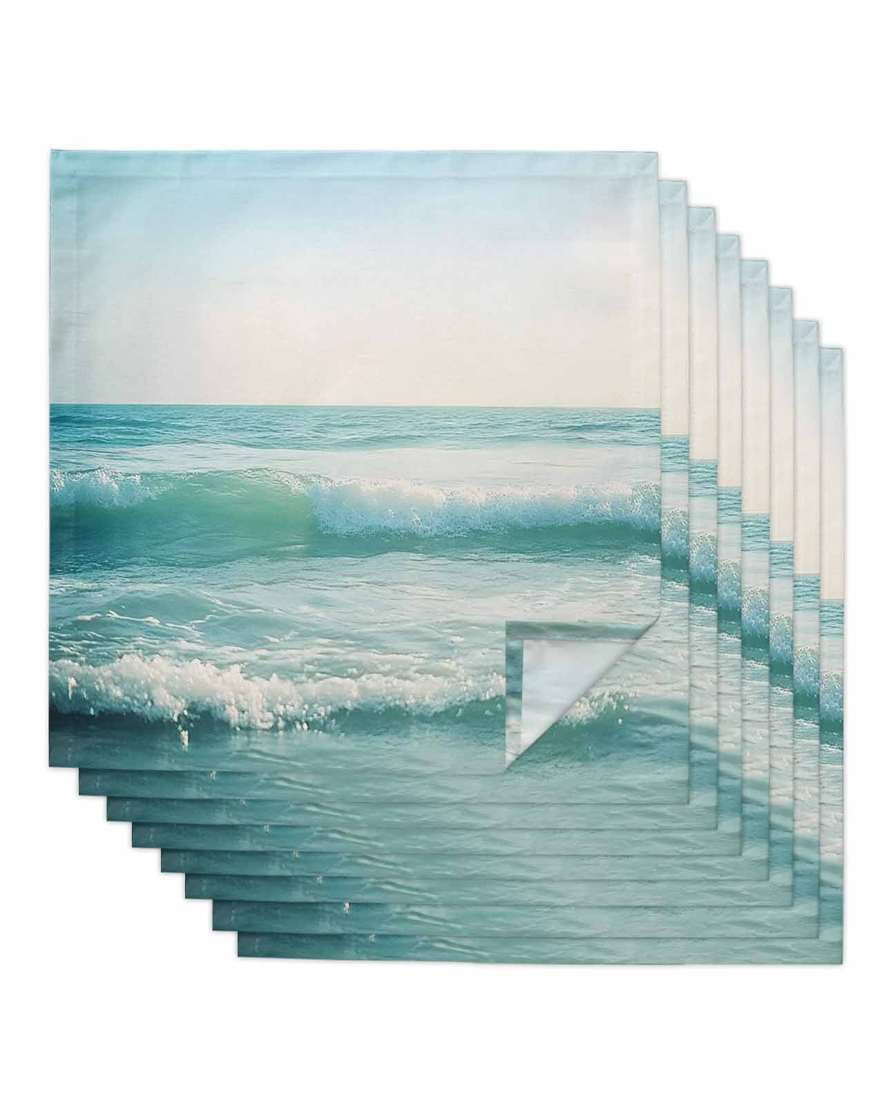 nqOlkjepod Summer Beach Cloth Napkins Set of 8 Reusable Dinner Napkins ...
