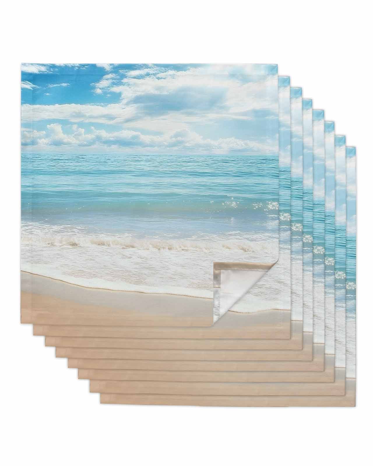 nqOlkjepod Summer Beach Cloth Napkins Set of 8 Reusable Dinner Napkins ...