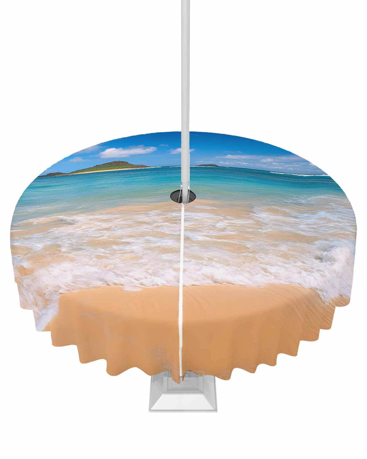 nqOlkjepod Summer Beach Outdoor Tablecloth with Umbrella Hole & Zipper ...