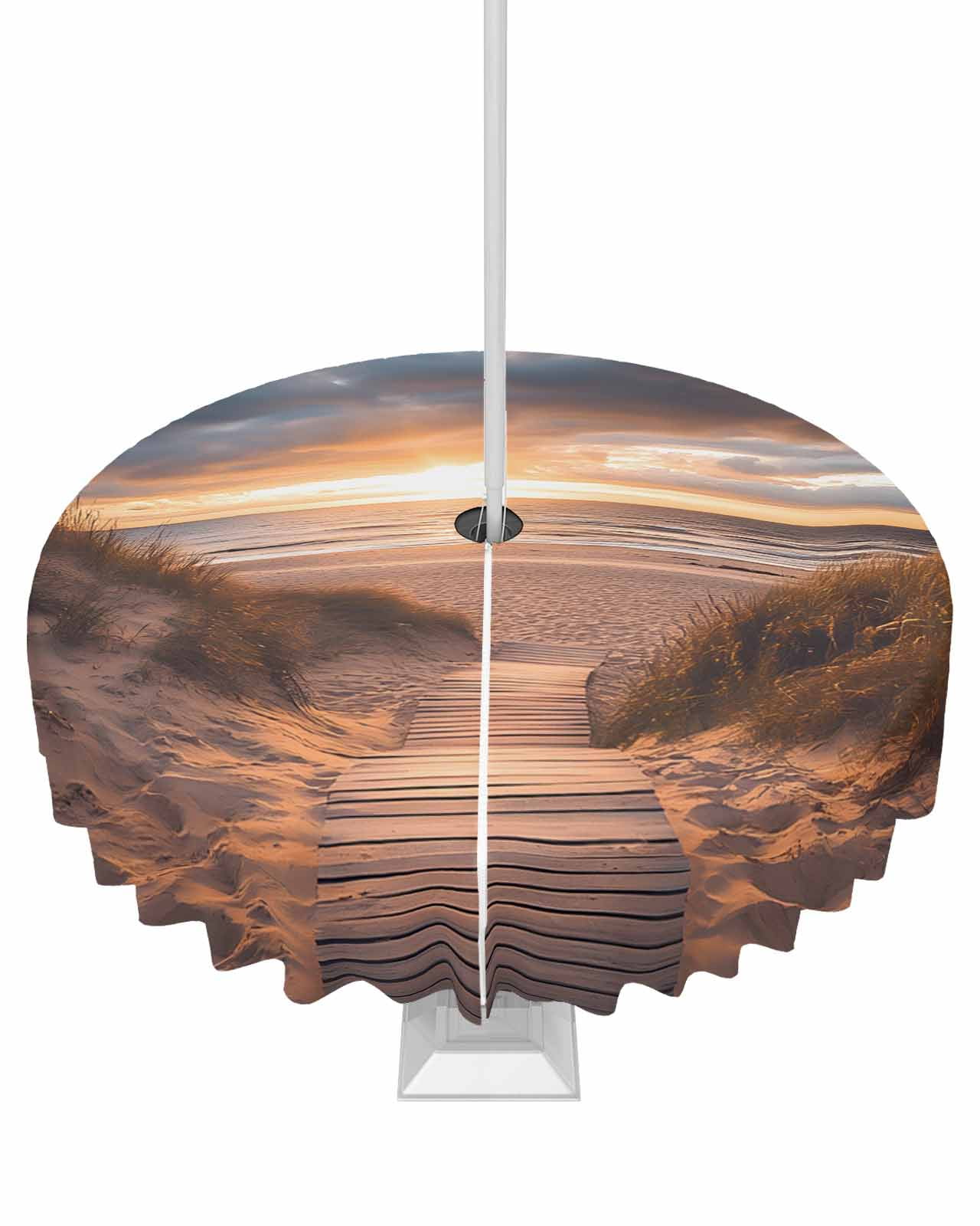 nqOlkjepod Summer Beach Outdoor Tablecloth with Umbrella Hole & Zipper ...