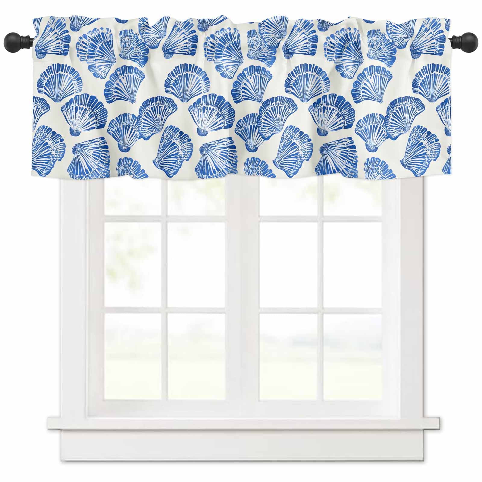 nqOlkjepod Summer Blue Conch Farmhouse Short Window Curtain Valances ...