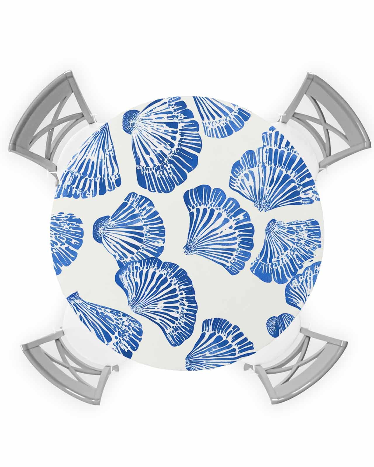 nqOlkjepod Summer Blue Conch Round Tablecloth, Fitted Table Cover with ...