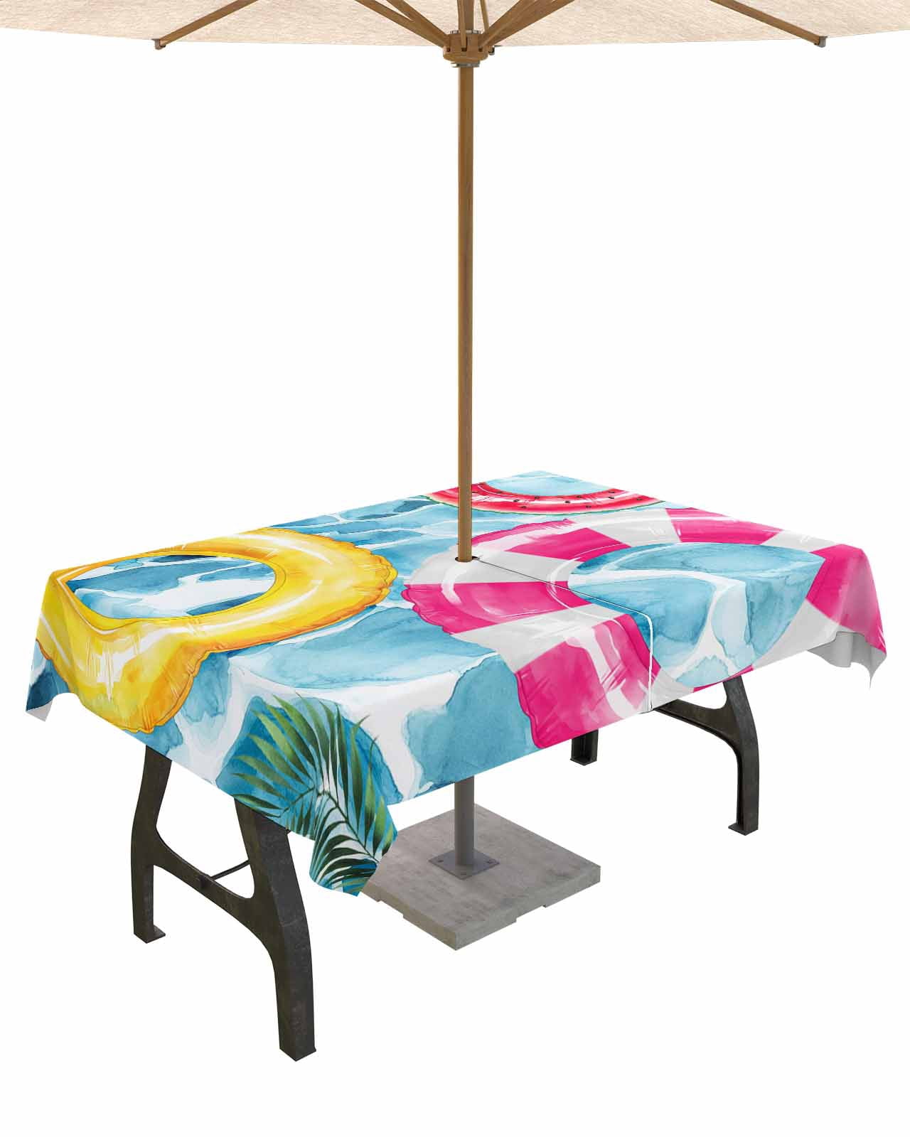 nqOlkjepod Summer Blue Pool Outdoor Tablecloth with Umbrella Hole ...