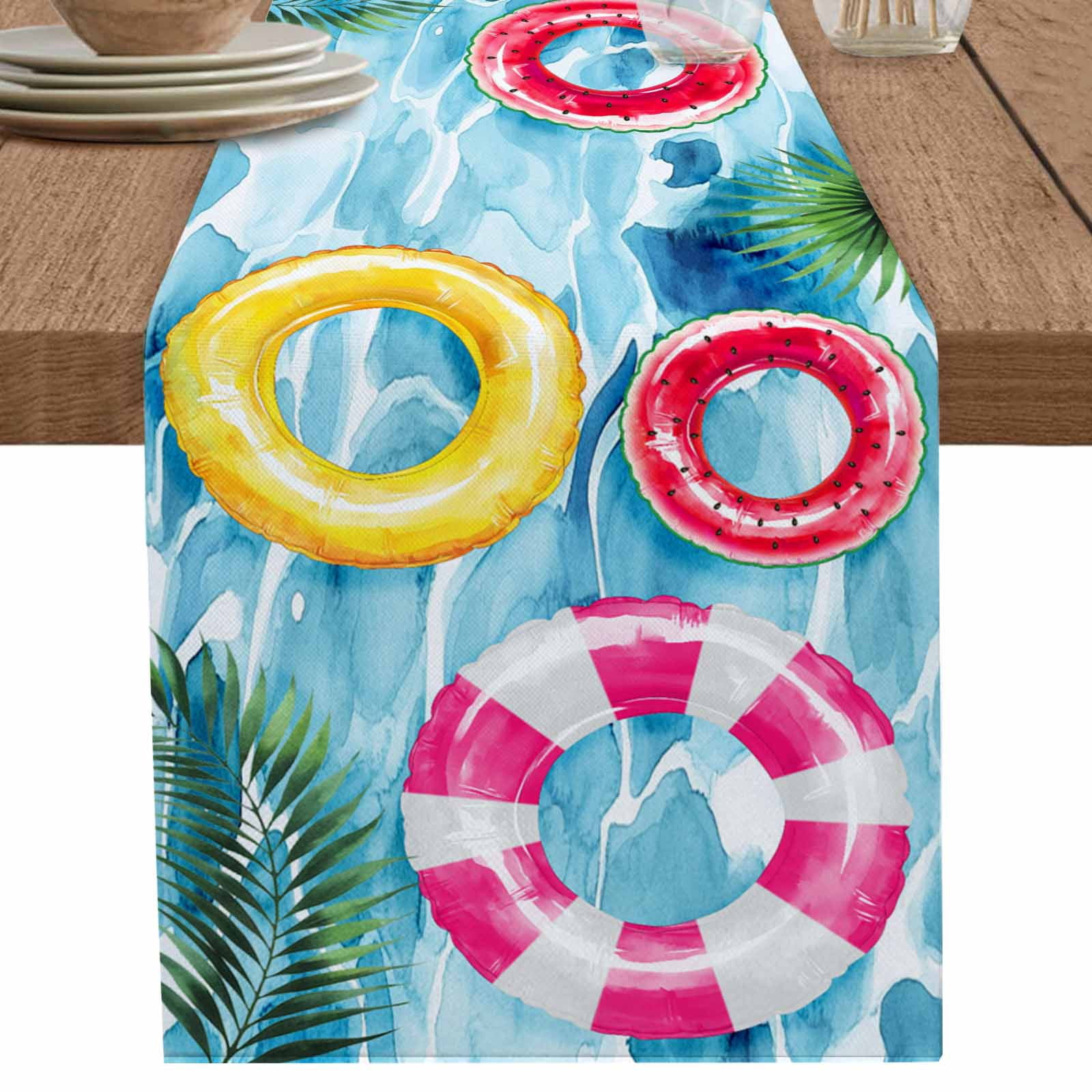 nqOlkjepod Summer Blue Pool Table Runner 72 Inches Long Farmhouse Dress ...