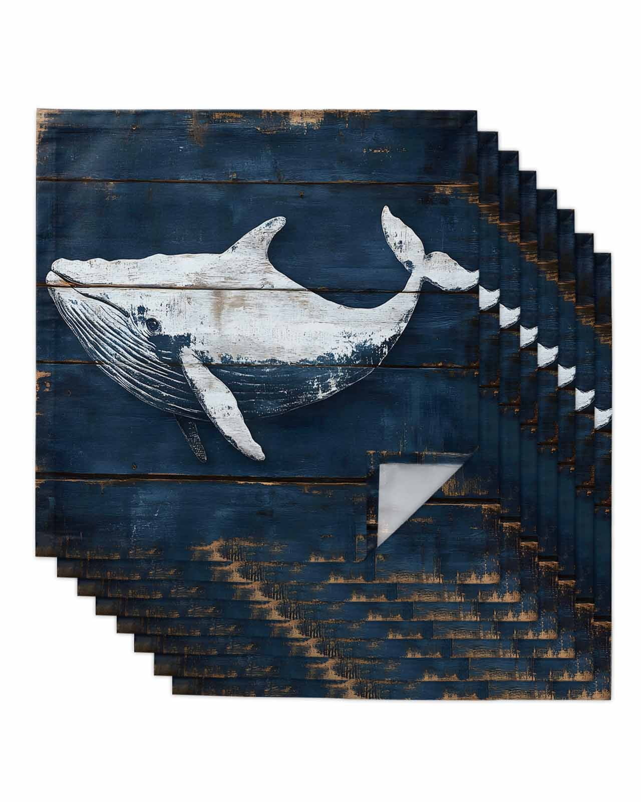 nqOlkjepod Summer Blue Whale Cloth Napkins Set of 8 Reusable Dinner ...