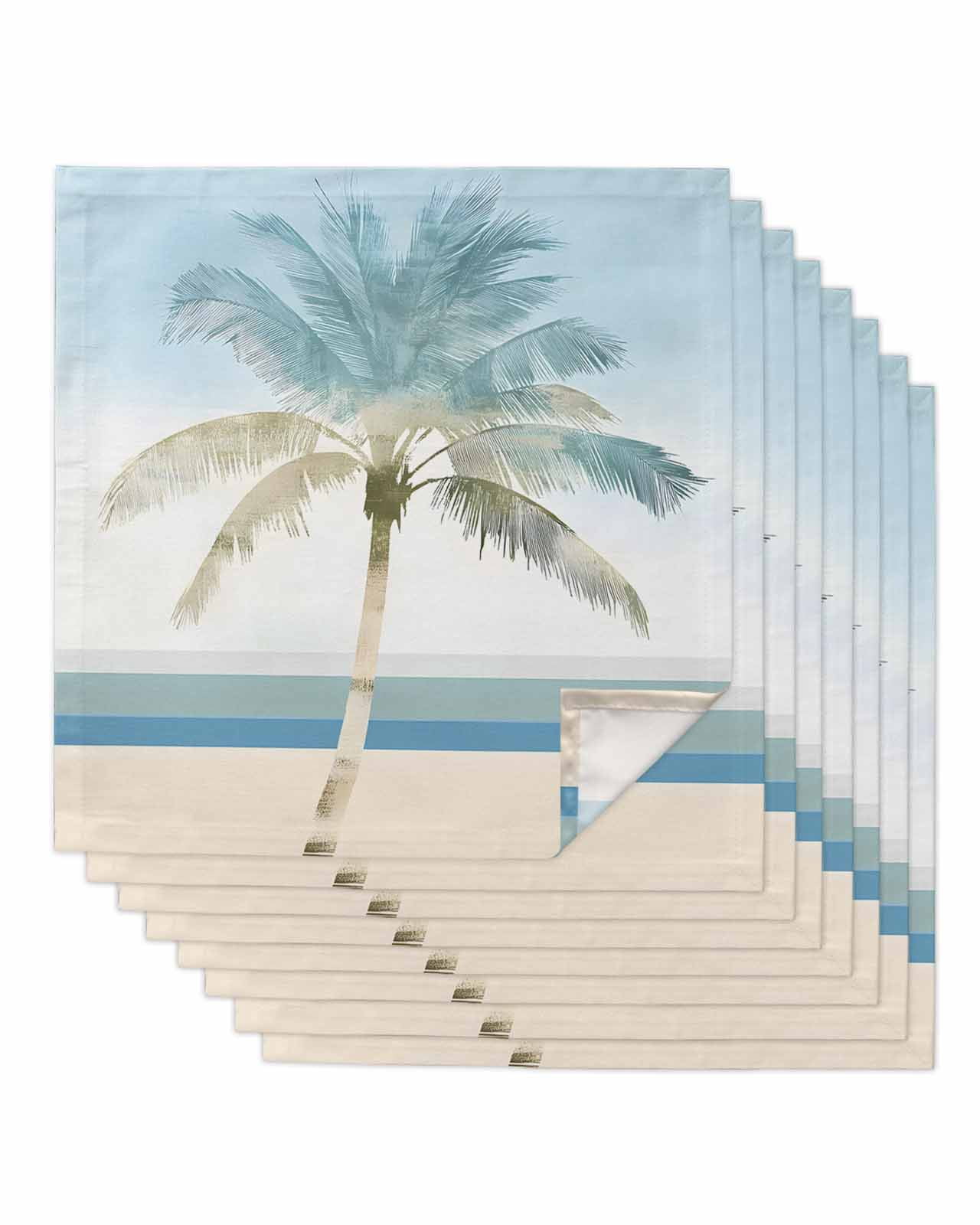 nqOlkjepod Summer Coast Palm Trees Cloth Napkins Set of 8 Reusable ...