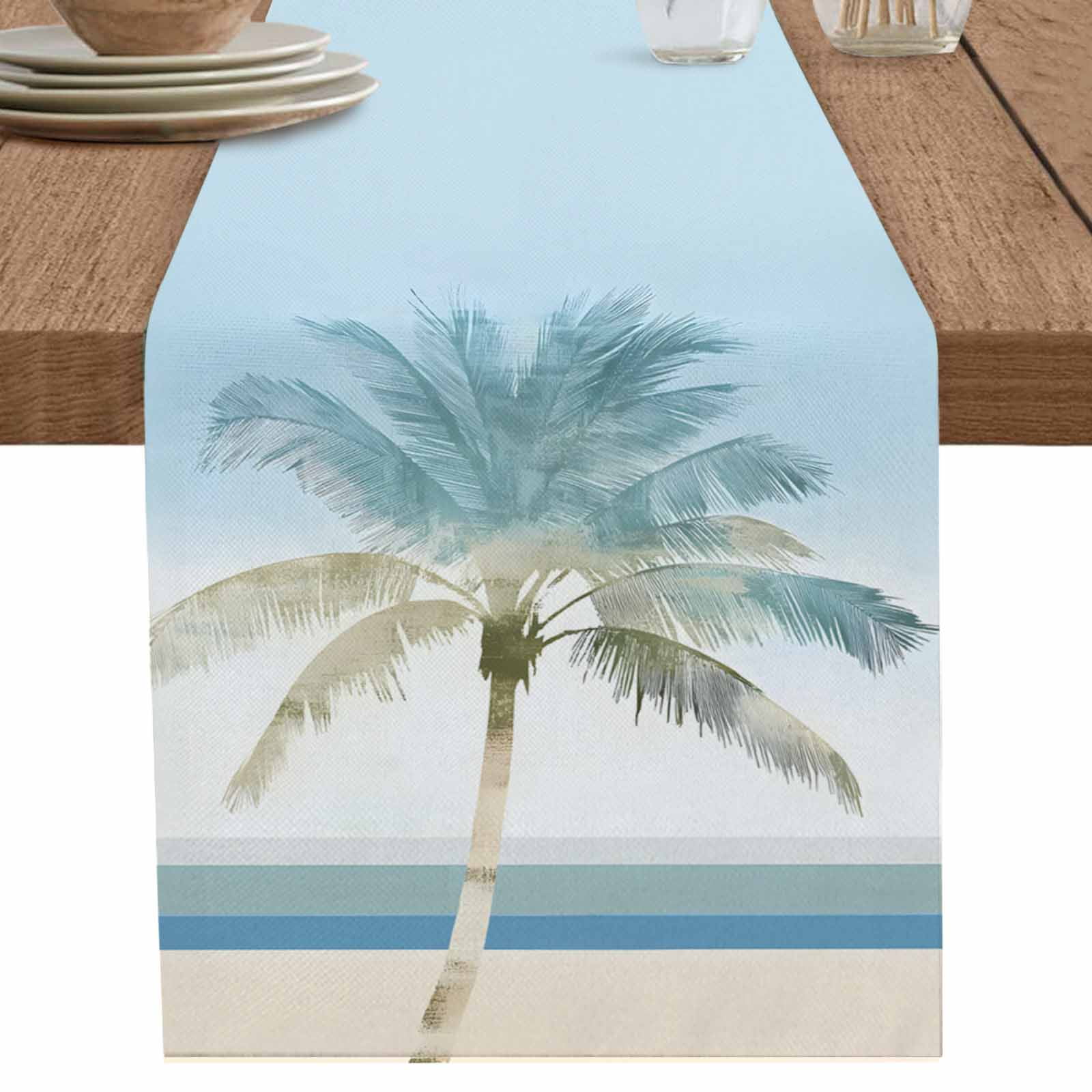 nqOlkjepod Summer Coast Palm Trees Table Runner 48 Inches Long ...