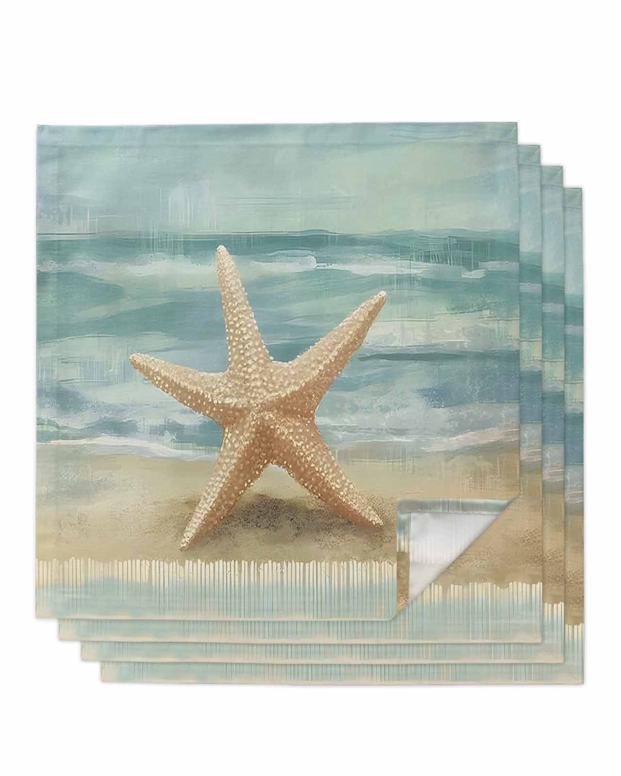 nqOlkjepod Summer Coastal Beach Cloth Napkins Set of 4 Reusable Dinner ...