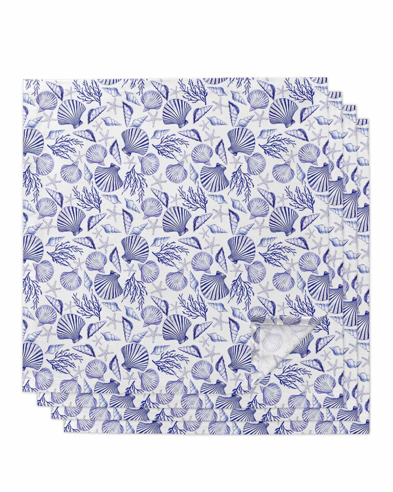 nqOlkjepod Summer Coastal Cloth Napkins Set of 4 Reusable Dinner ...