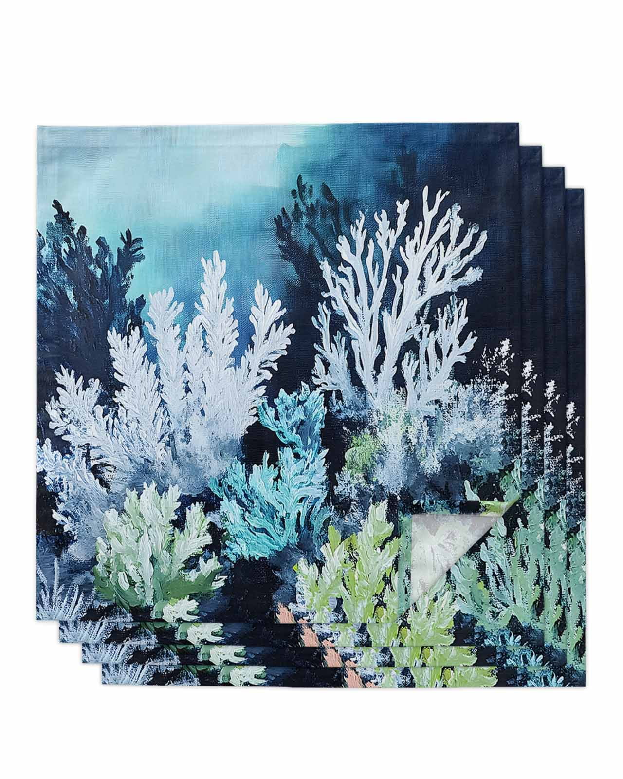 nqOlkjepod Summer Coastal Cloth Napkins Set of 4 Reusable Dinner ...