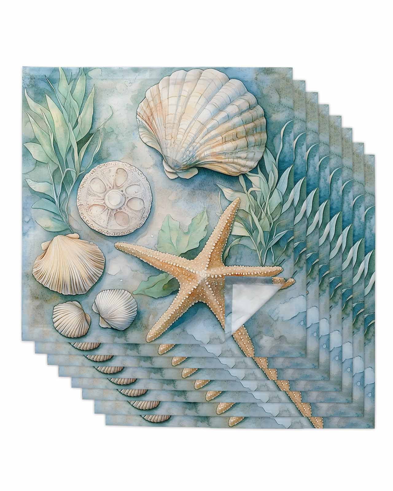 nqOlkjepod Summer Coastal Cloth Napkins Set of 8 Reusable Dinner ...