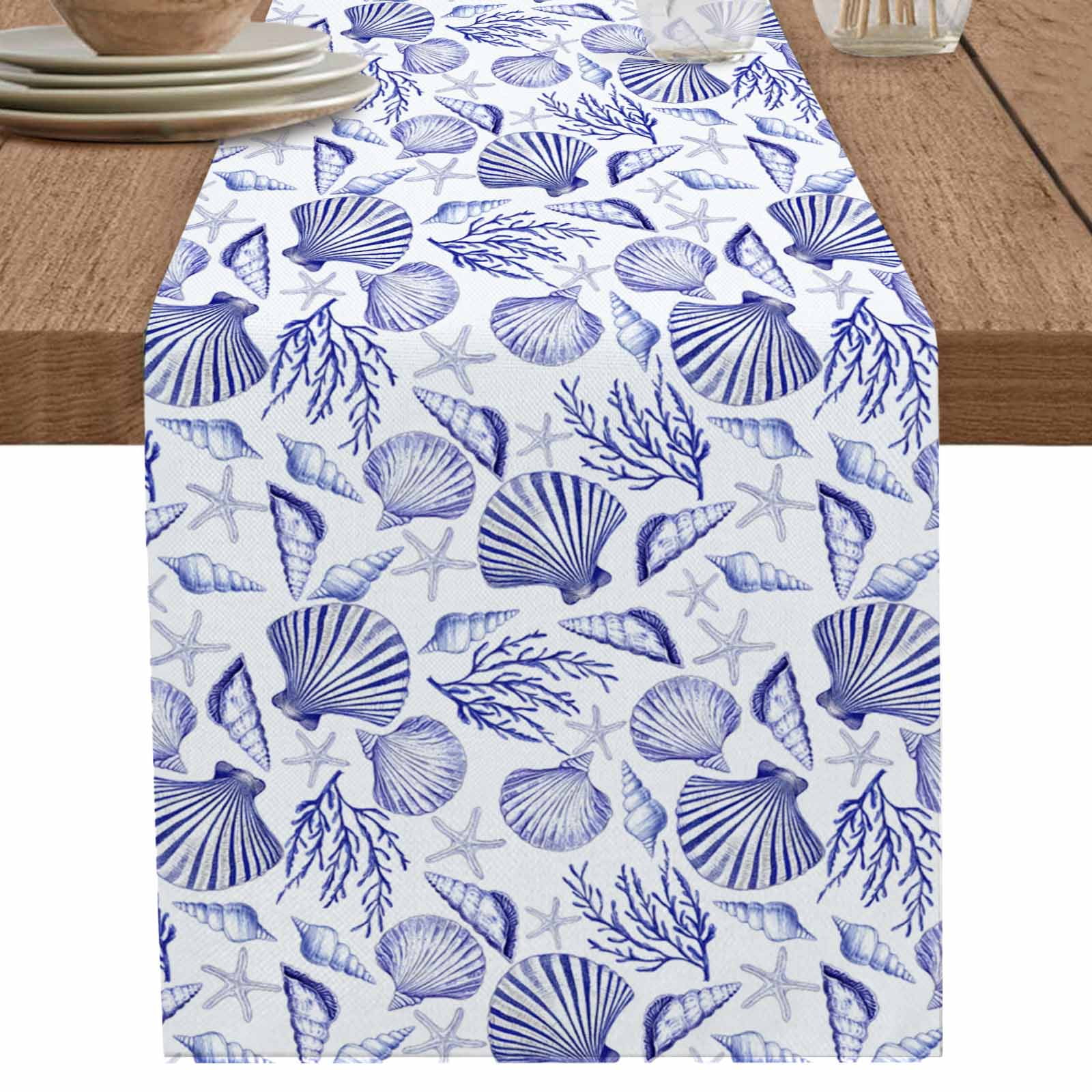 nqOlkjepod Summer Coastal Table Runner 72 Inches Long Farmhouse Dress ...
