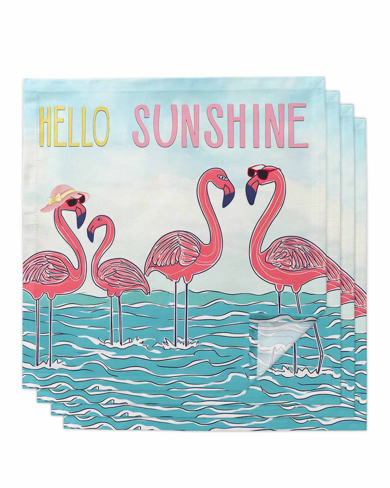 nqOlkjepod Summer Cute Flamingo Cloth Napkins Set of 4 Reusable Dinner ...