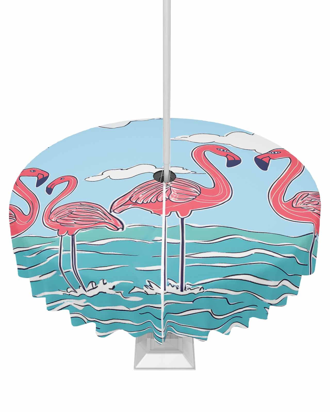 nqOlkjepod Summer Cute Flamingo Outdoor Tablecloth with Umbrella Hole ...