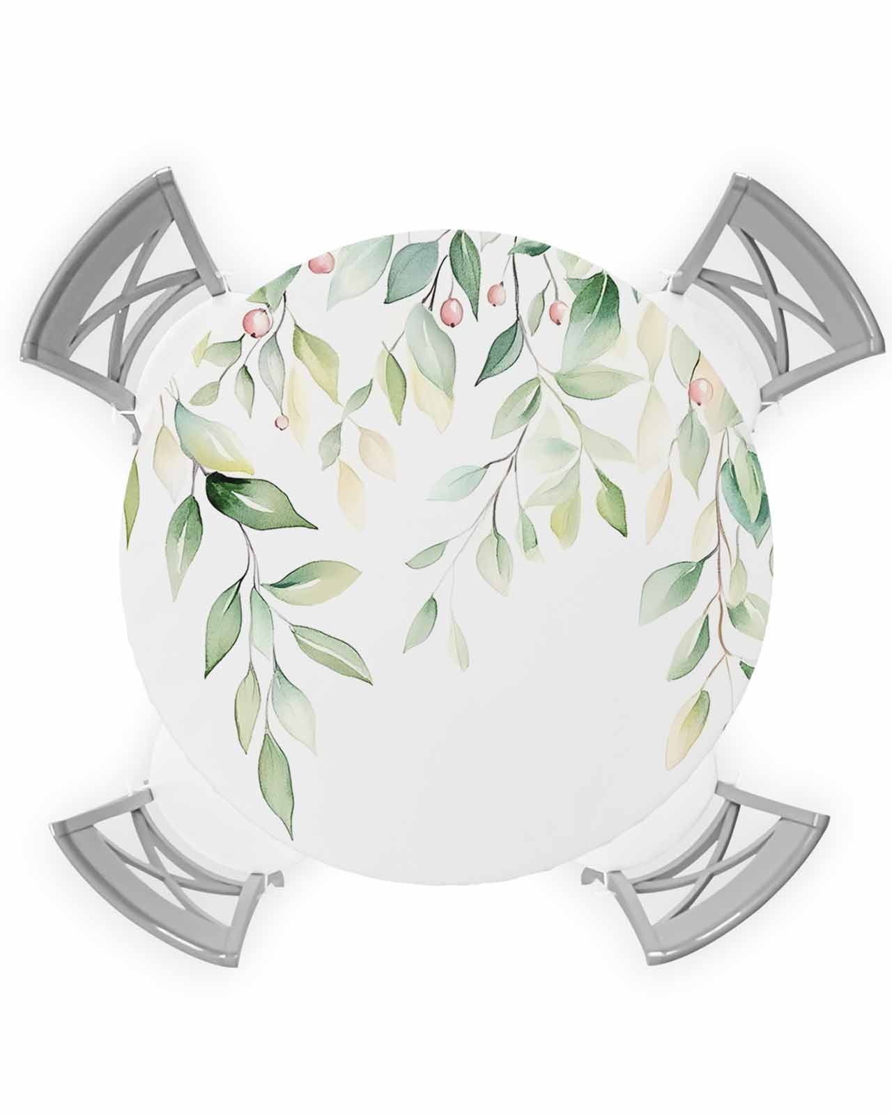 nqOlkjepod Summer Eucalyptus Leaves Round Tablecloth, Fitted Table ...
