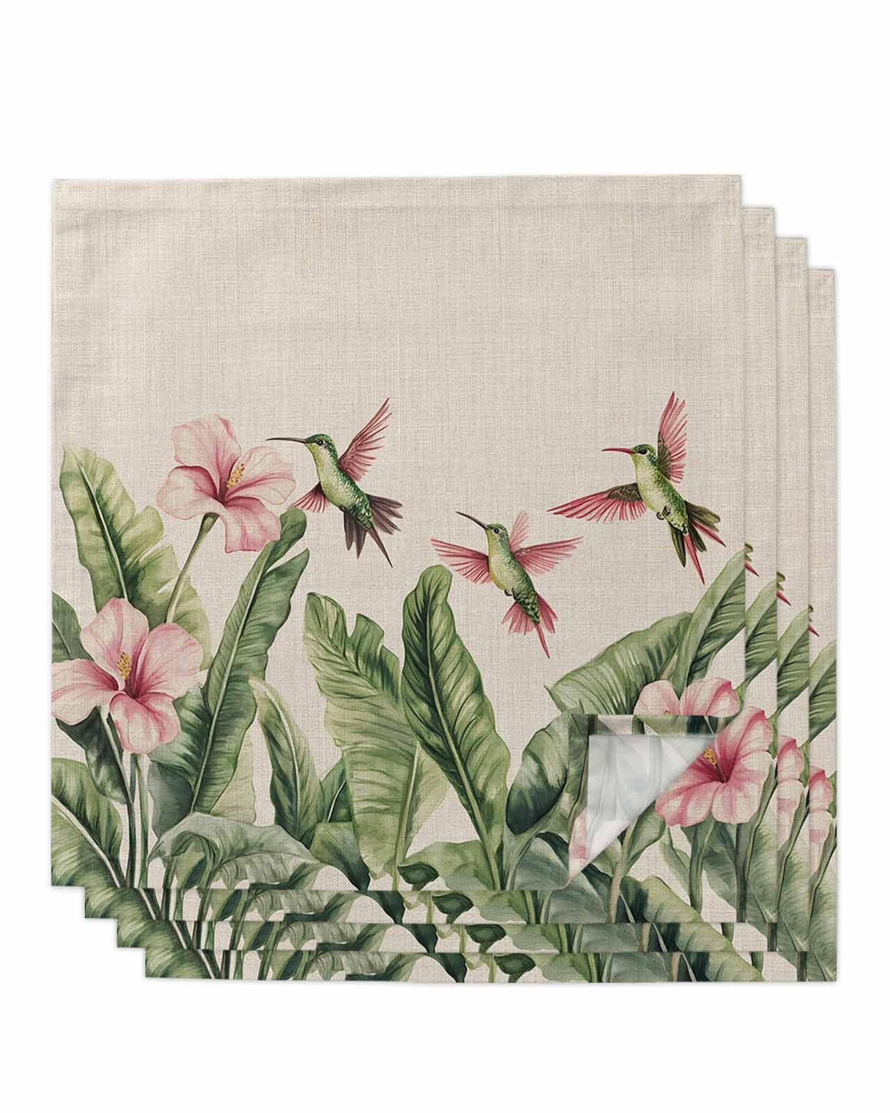nqOlkjepod Summer Flowers Cloth Napkins Set of 4 Reusable Dinner ...