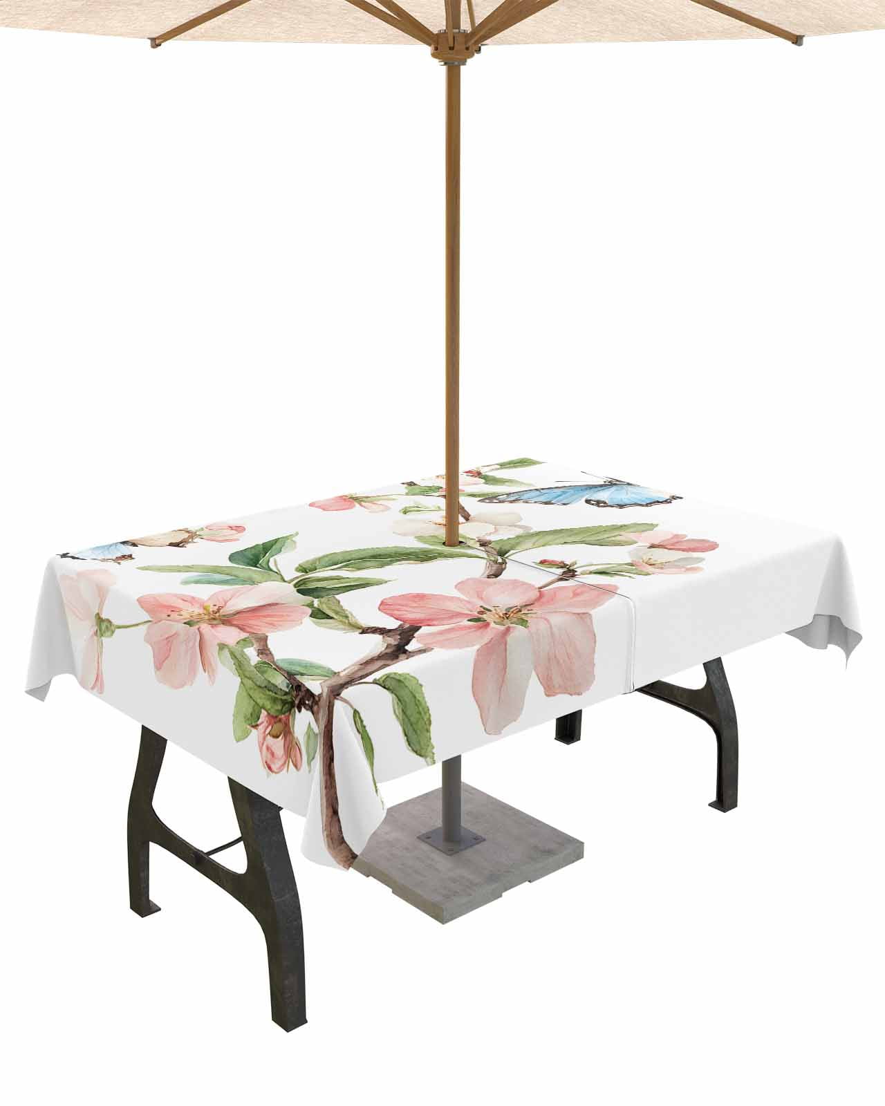nqOlkjepod Summer Flowers Outdoor Tablecloth with Umbrella Hole ...