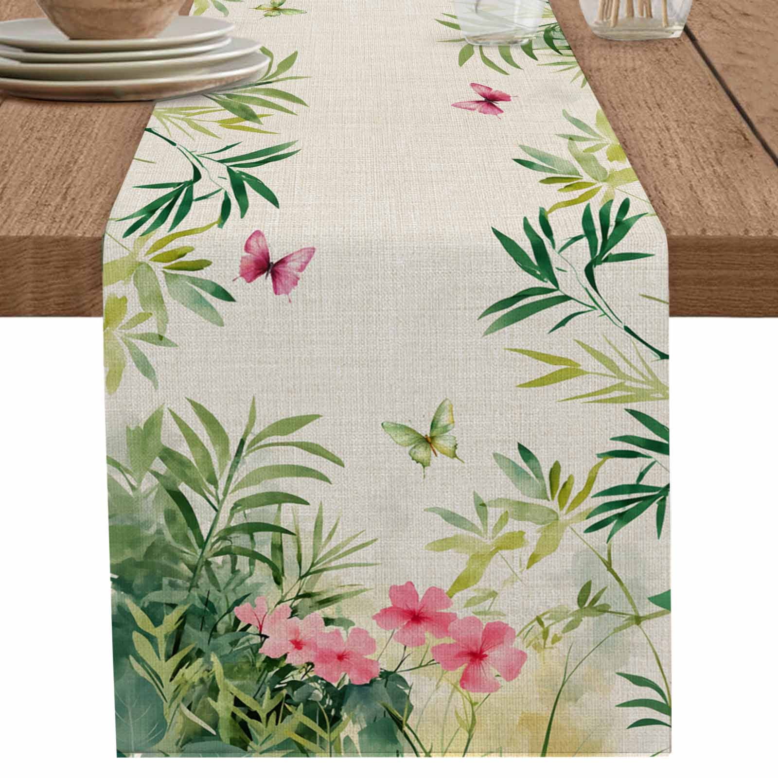 nqOlkjepod Summer Flowers Table Runner 72 Inches Long Farmhouse Dress ...