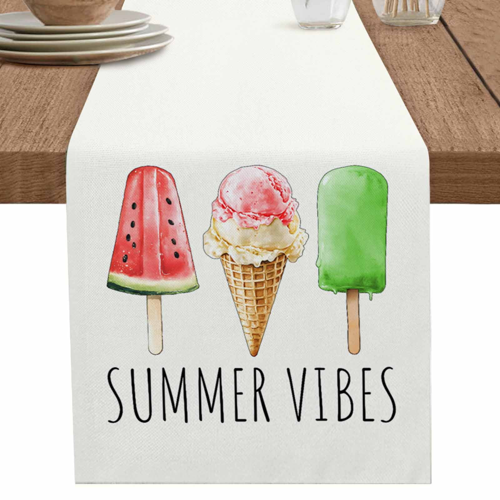 nqOlkjepod Summer Ice Cream Table Runner 72 Inches Long Farmhouse Dress ...